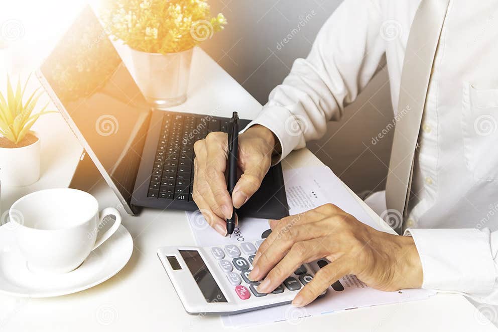 Businessman Access Document Data and Verify the Accuracy of the Data ...