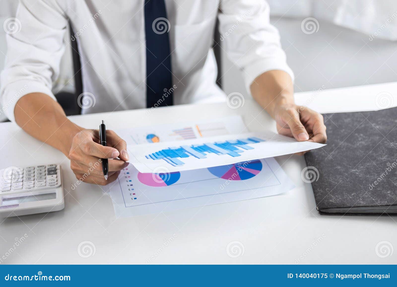 Businessman Accountant Working Audit and Calculating Expense Financial ...