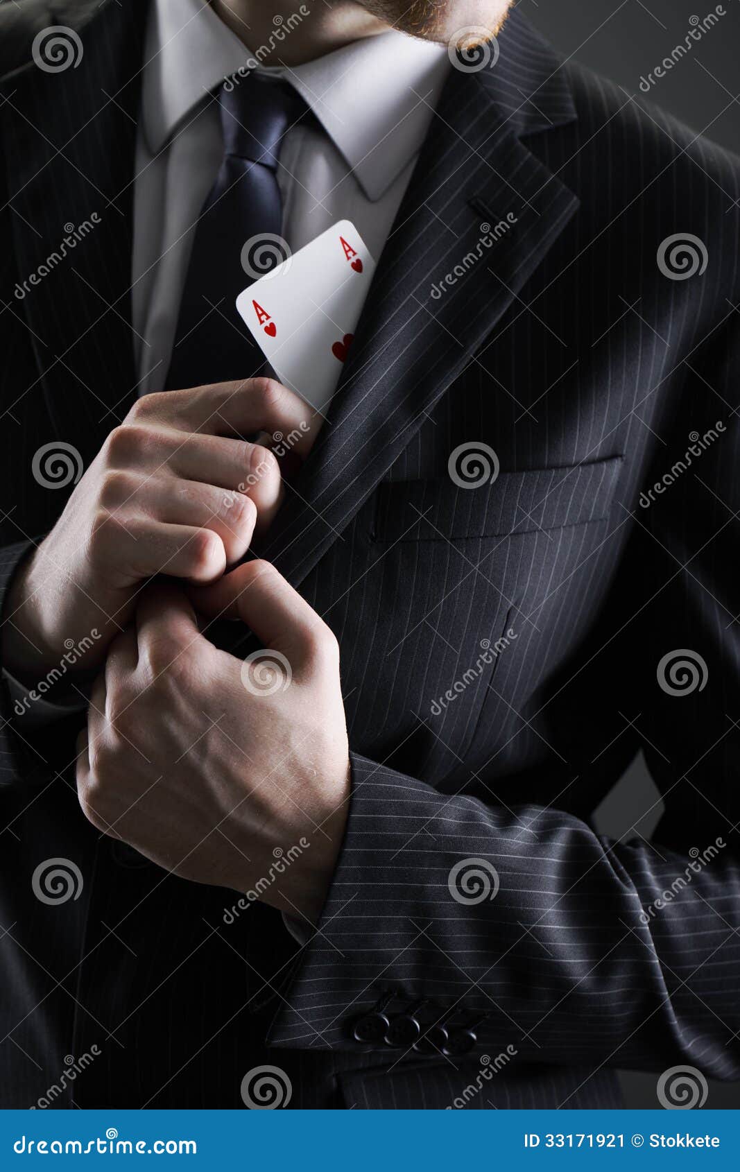 Businessman with ace card stock image. Image of hearts - 33171921