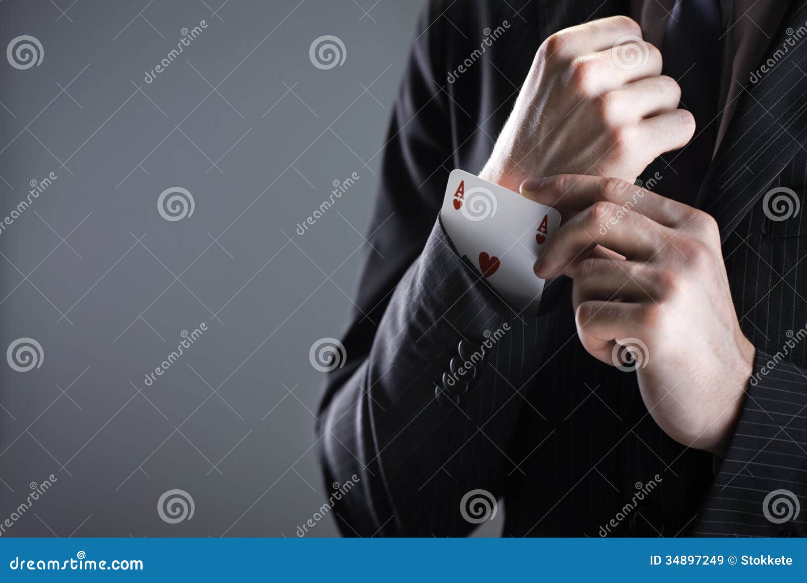 Businessman with ace card stock image. Image of risk - 34897249