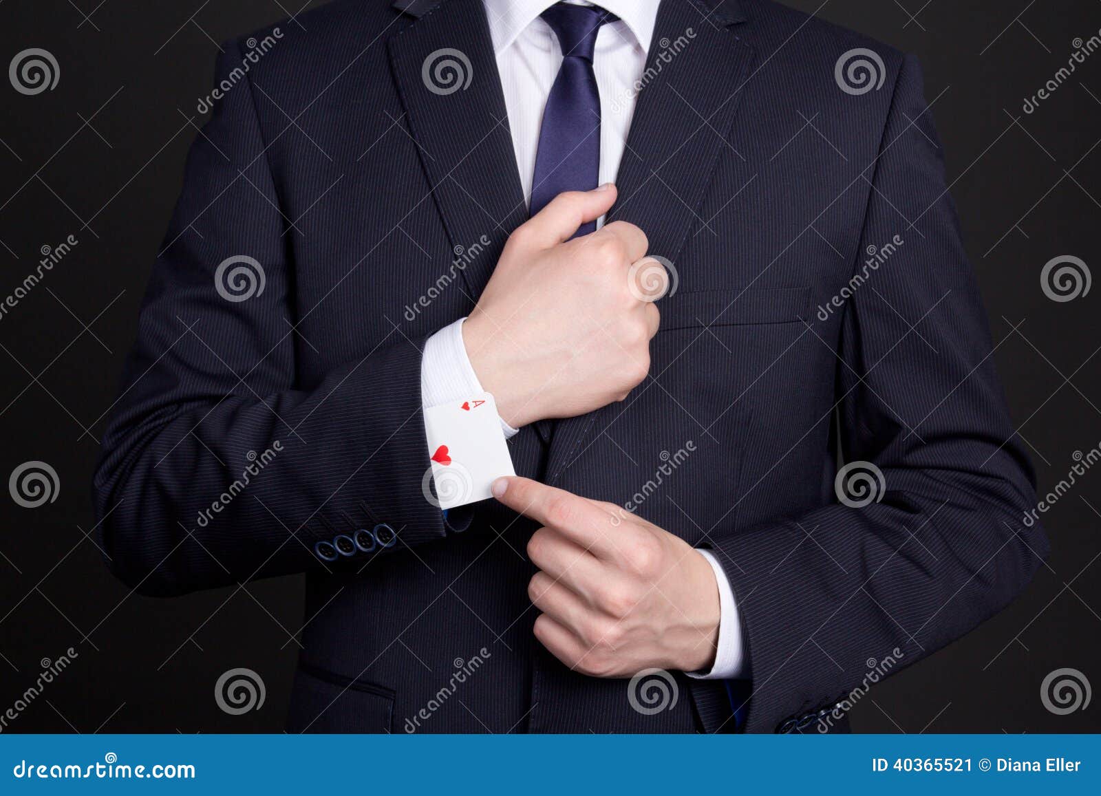 Businessman with Ace Card Hidden Under Sleeve Stock Image - Image of ...