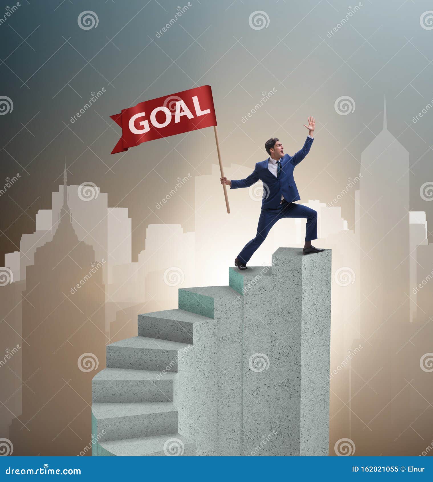 Businessman Achieving His Business Goal Objective Stock Image - Image ...