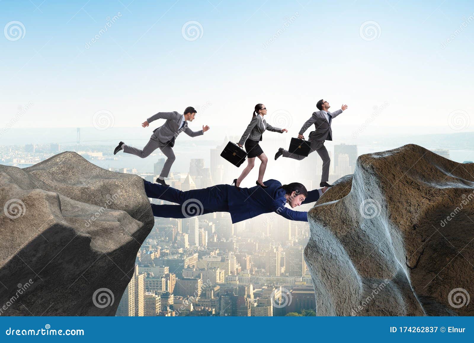 Businessman Acting As a Bridge in Support Concept Stock Image - Image ...