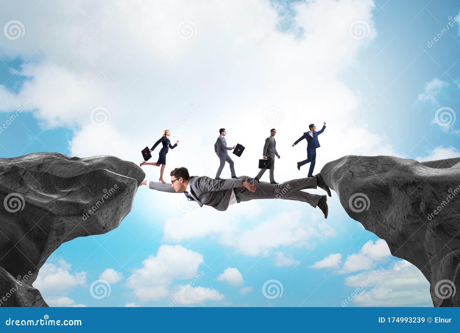 Businessman Acting As a Bridge in Support Concept Stock Image - Image ...