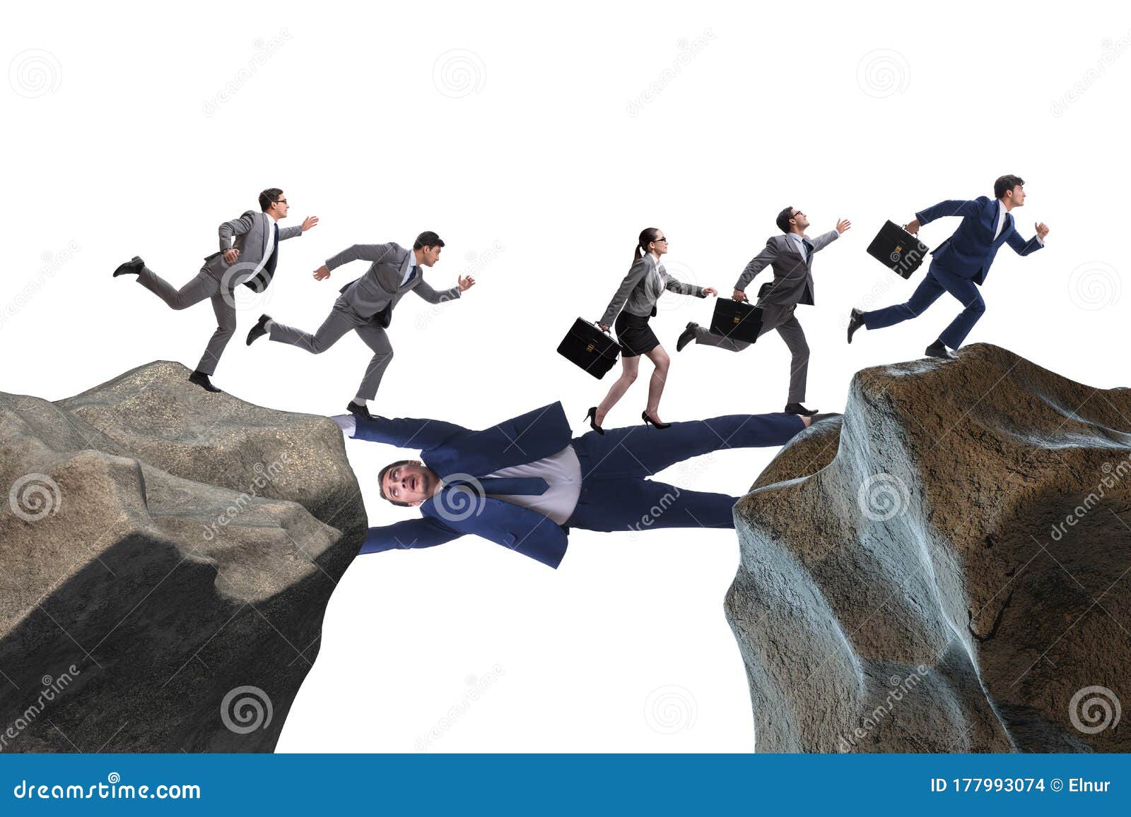 Businessman Acting As a Bridge in Support Concept Stock Photo - Image ...
