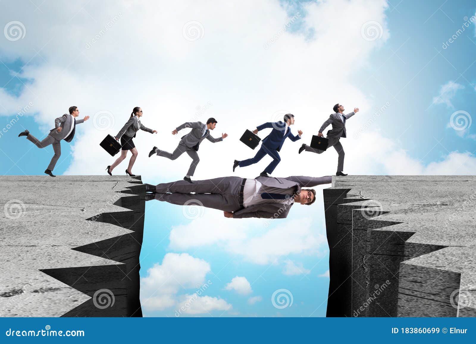 Businessman Acting As a Bridge in Support Concept Stock Image - Image ...