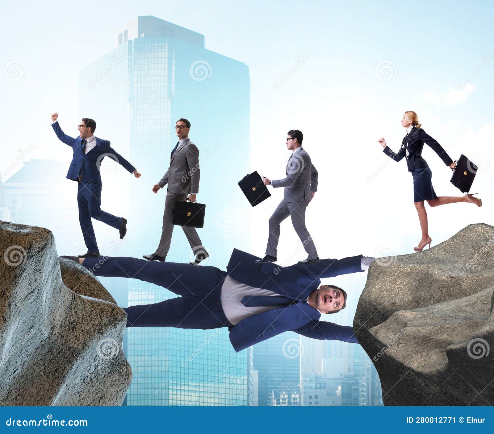 Businessman Acting As a Bridge in Support Concept Stock Image - Image ...