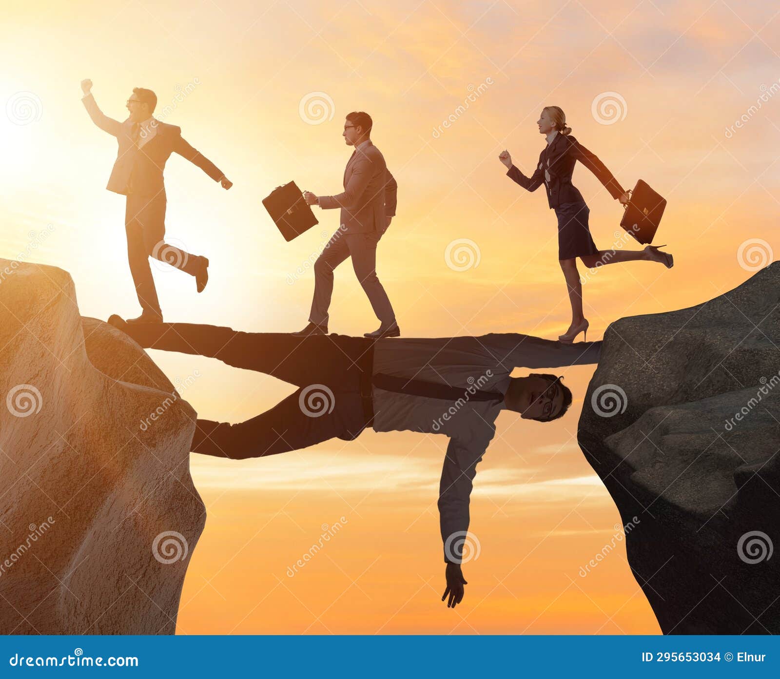Businessman Acting As a Bridge in Support Concept Stock Photo - Image ...