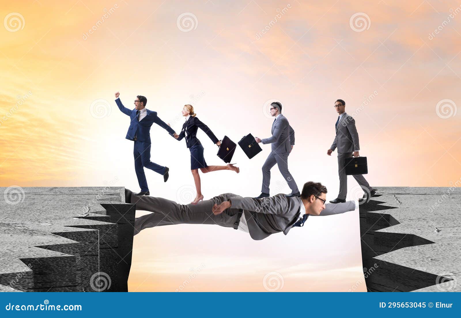 Businessman Acting As a Bridge in Support Concept Stock Image - Image ...