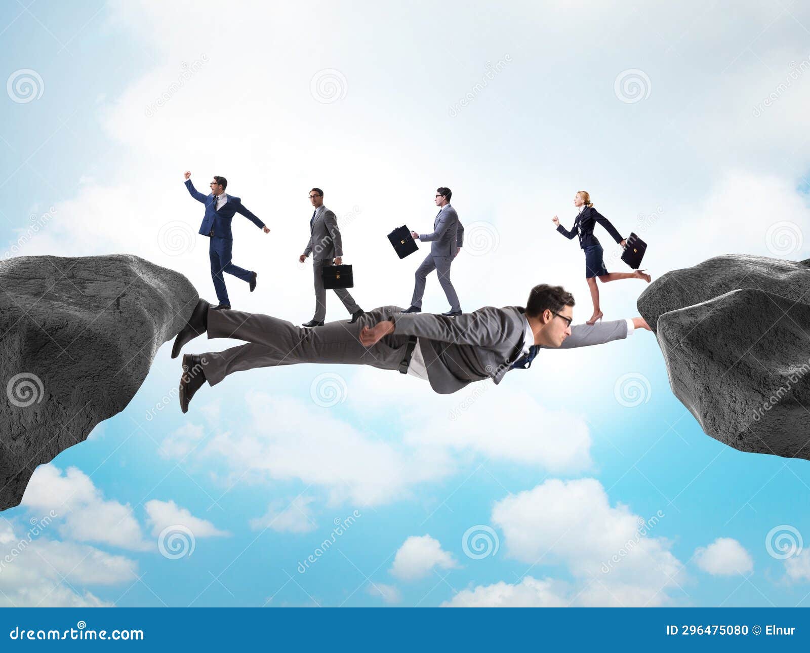 Businessman Acting As a Bridge in Support Concept Stock Photo - Image ...