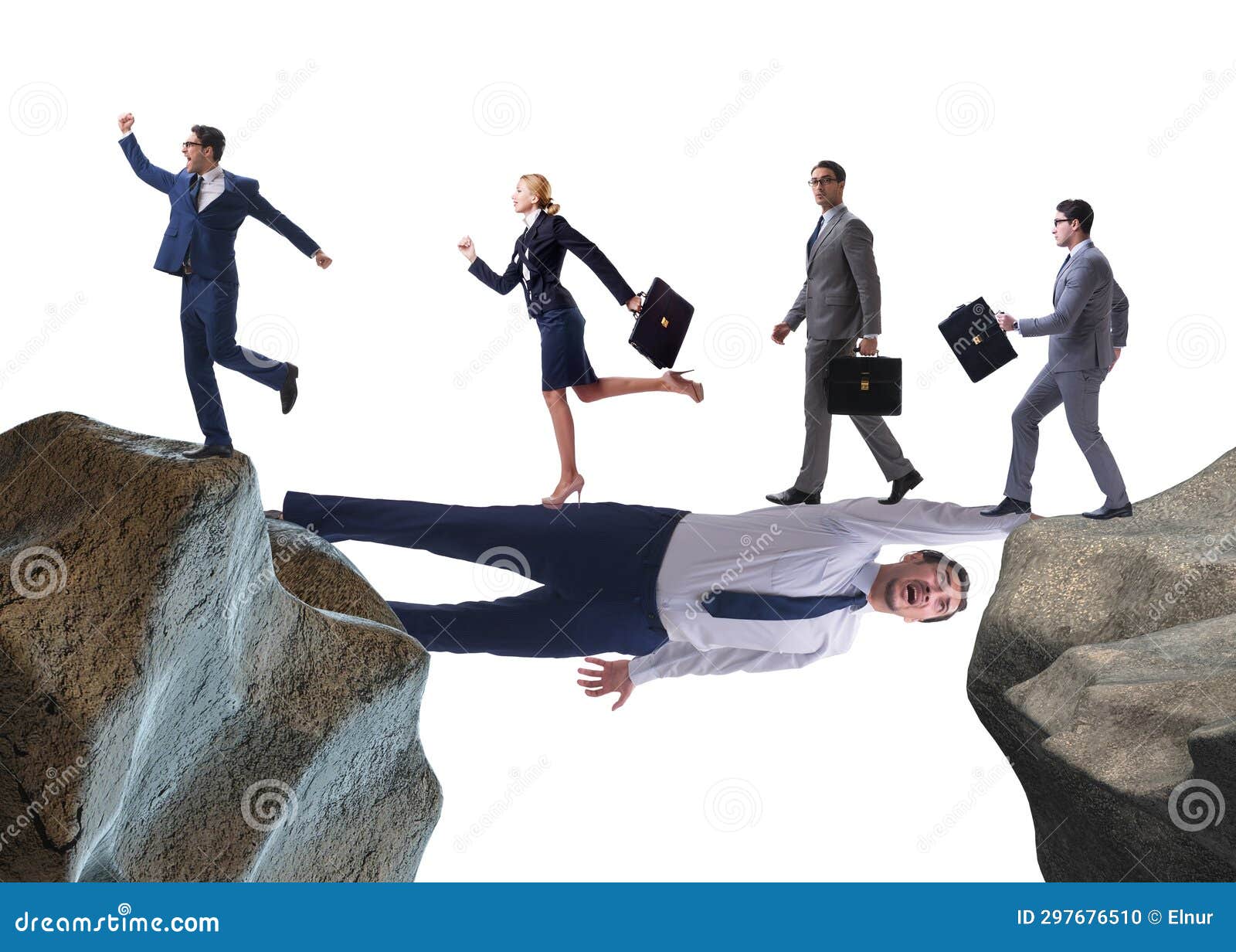 Businessman Acting As a Bridge in Support Concept Stock Photo - Image ...