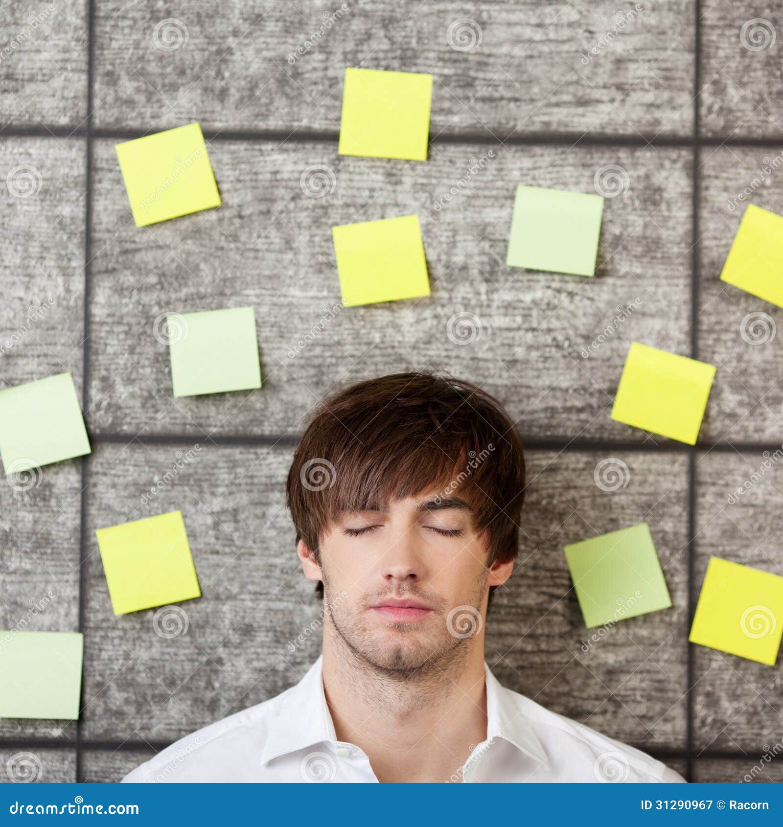 Businessman with Adhesive Notes Stock Image - Image of dreaming ...