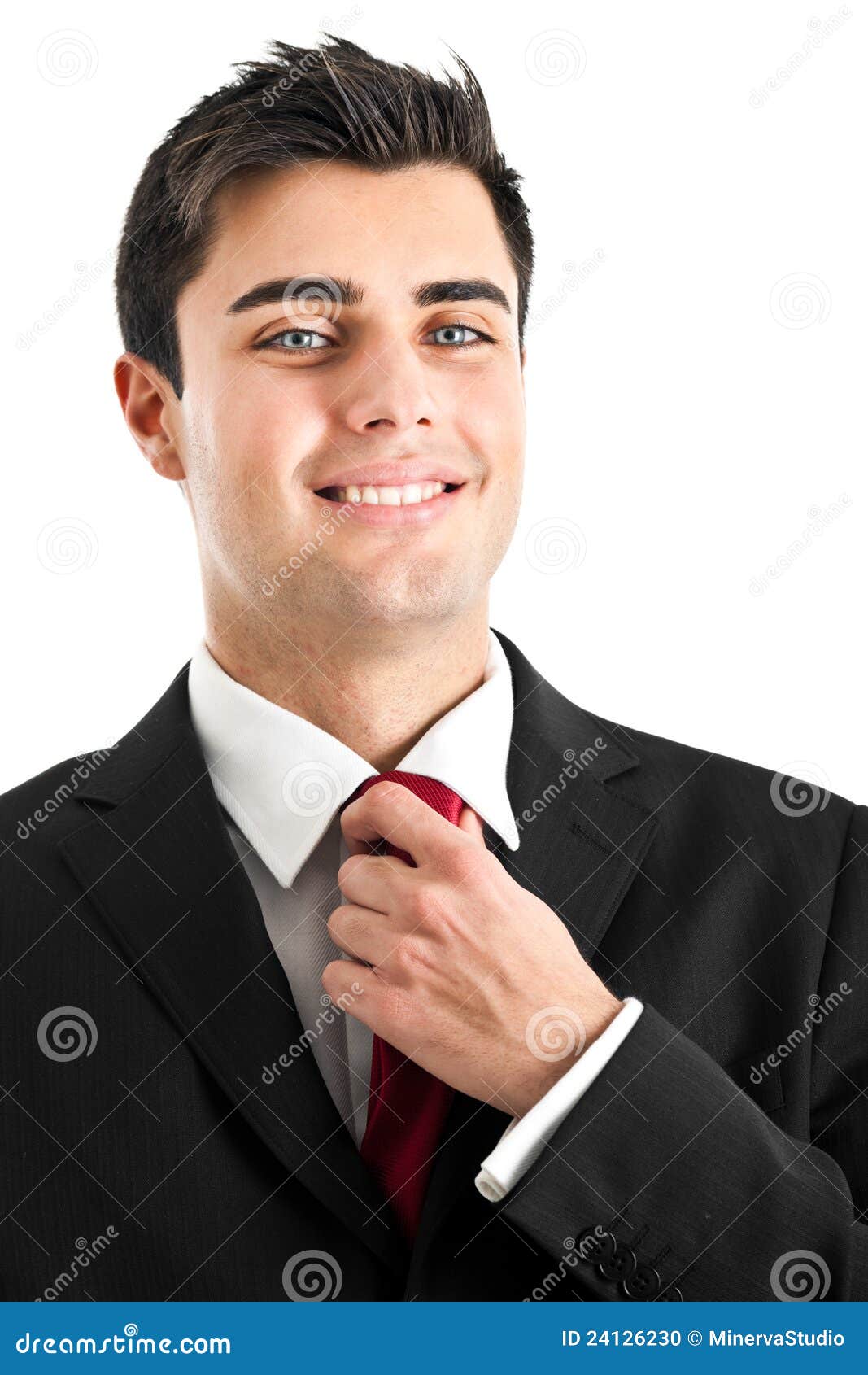 Businessman Adjusting Collar Stock Photo - Image of executive, employee ...