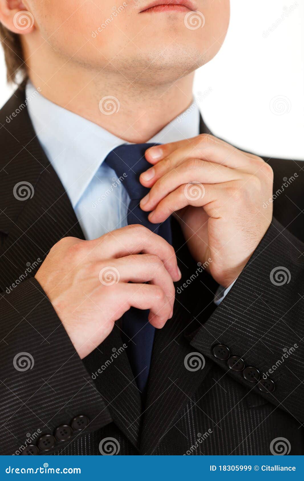 Businessman Adjusting His Tie. Close-up. Stock Image - Image of costume ...