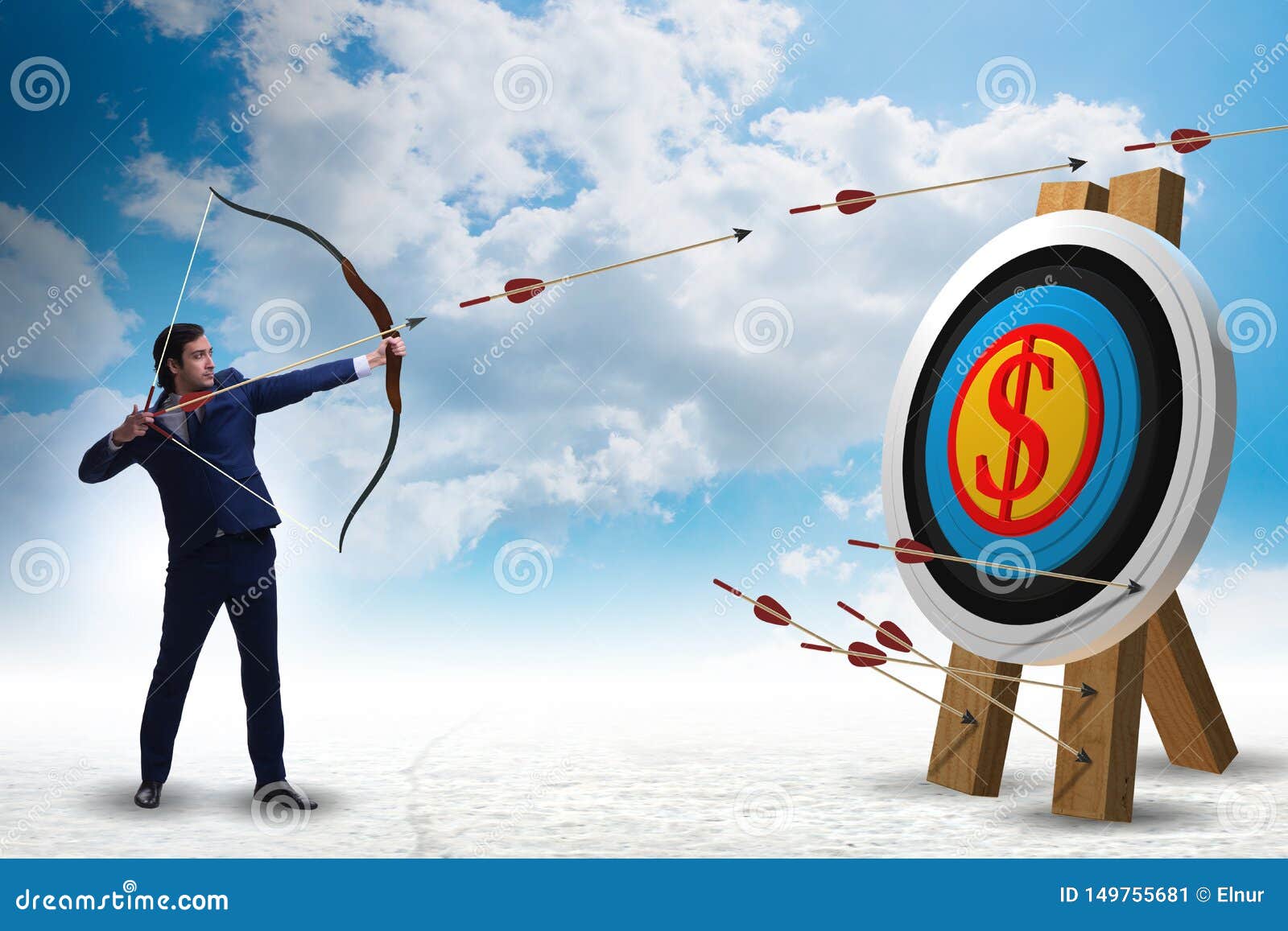 Businessman Aiming Arrow with Bow Stock Image - Image of professional ...