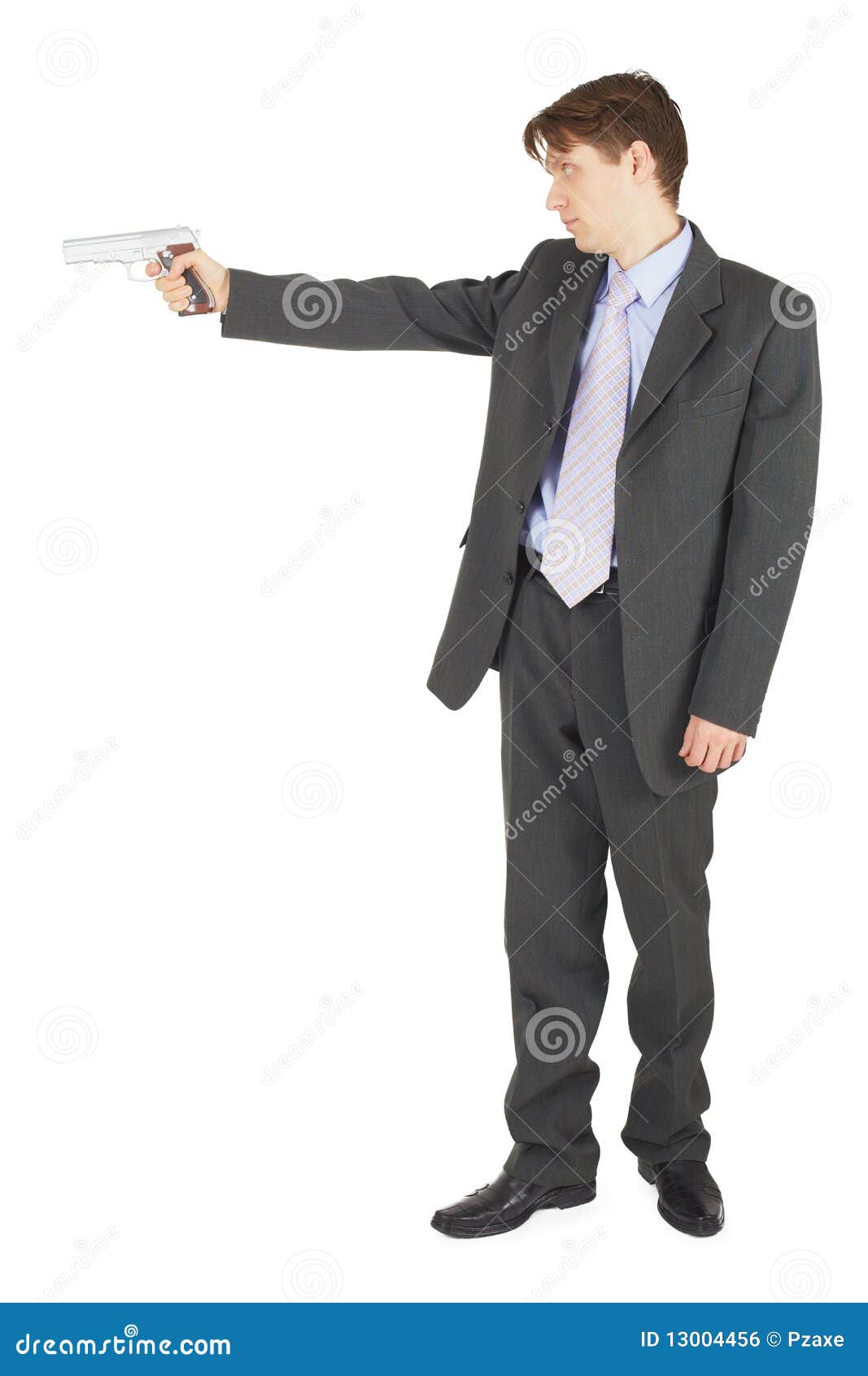 Businessman aiming a gun stock photo. Image of adult - 13004456