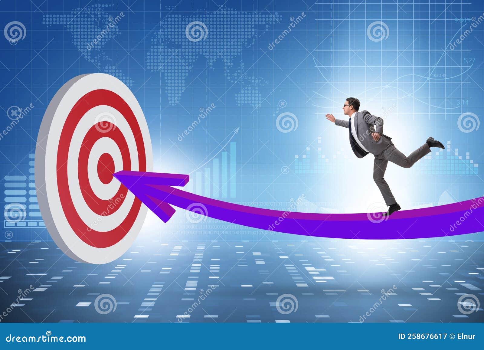 Businessman Aiming for the Success Stock Illustration - Illustration of ...