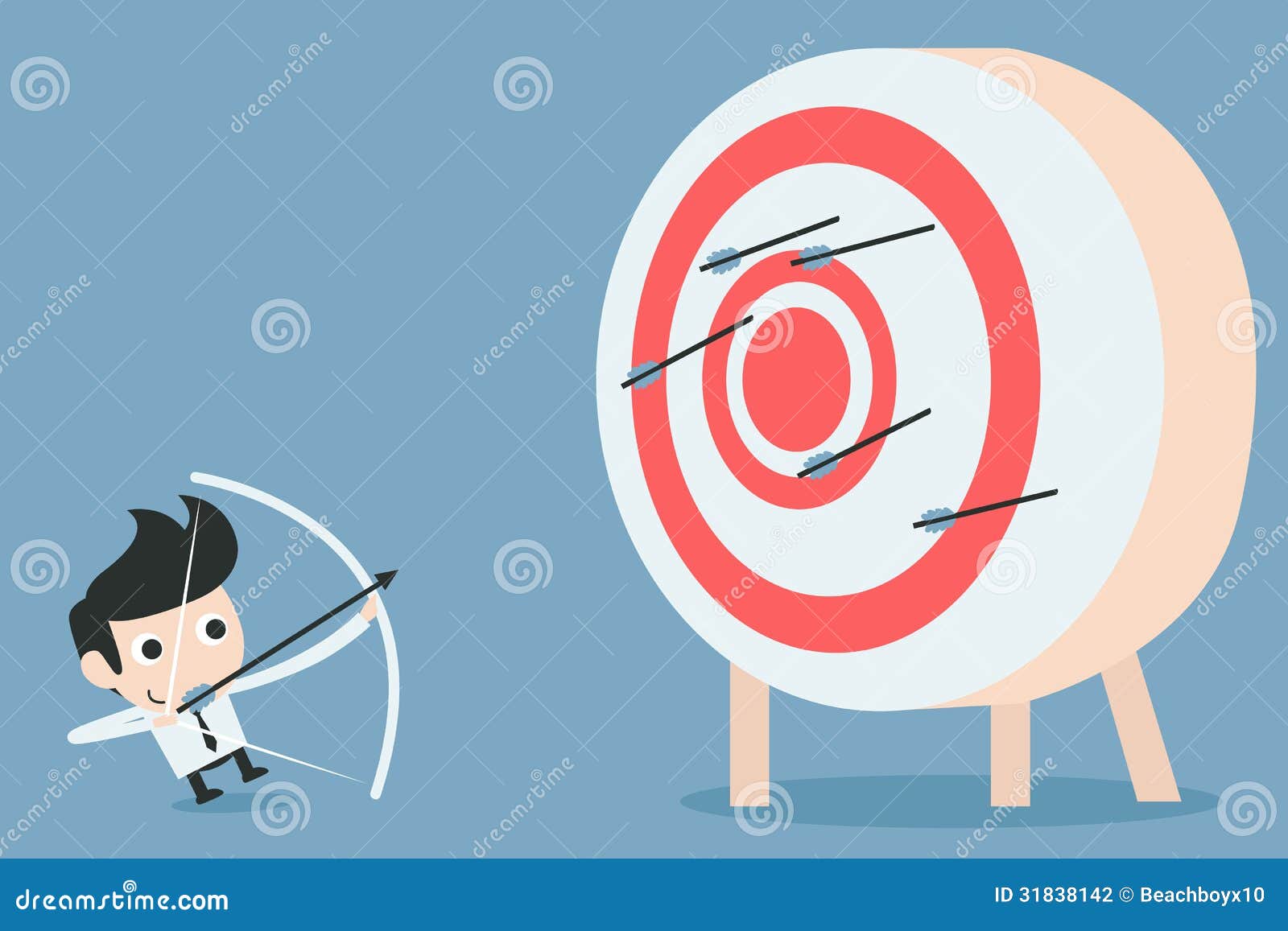 Businessman Aiming at Target with Bow and Arrow Stock Vector ...