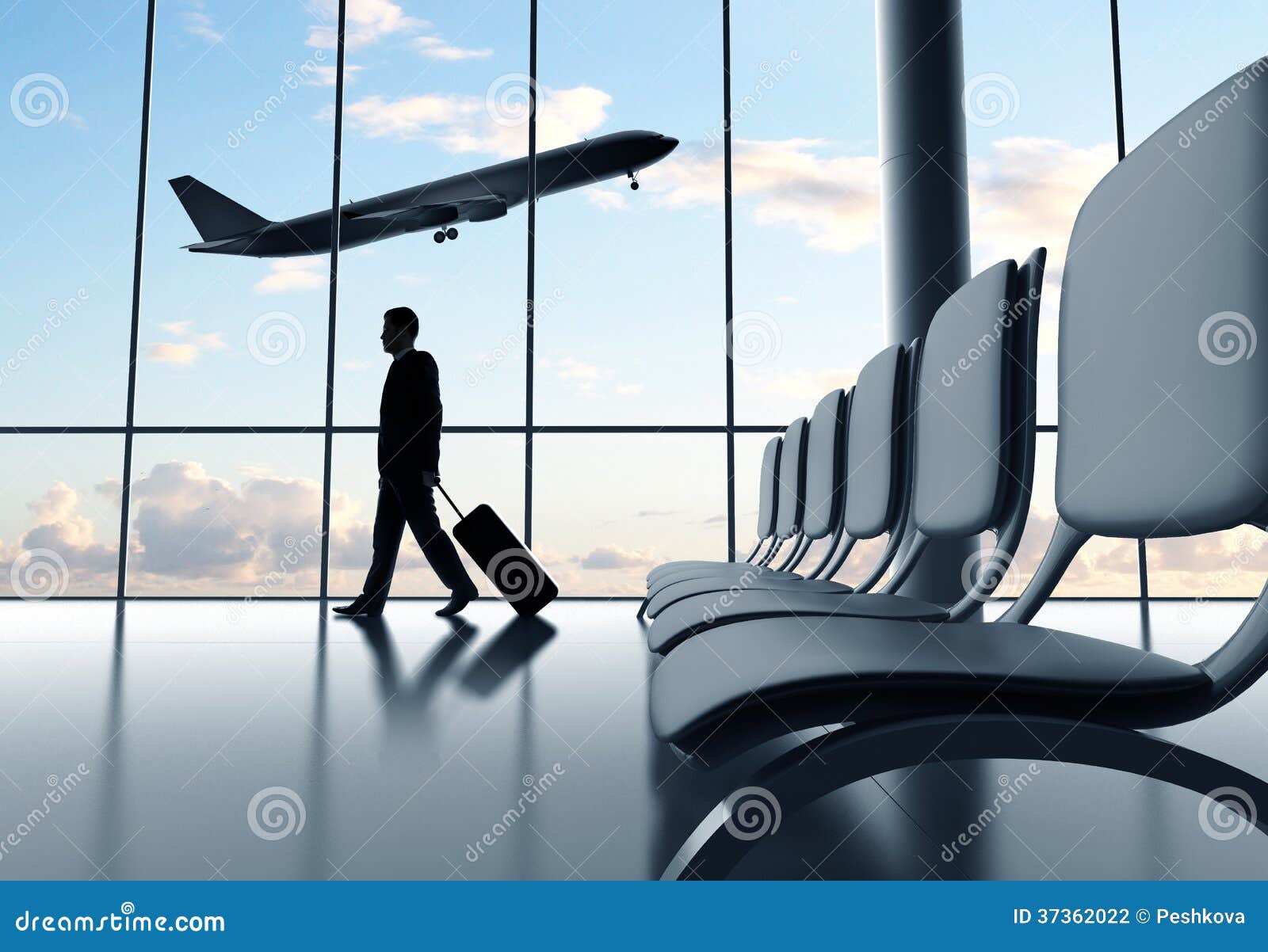 Businessman in airport stock photo. Image of concept - 37362022