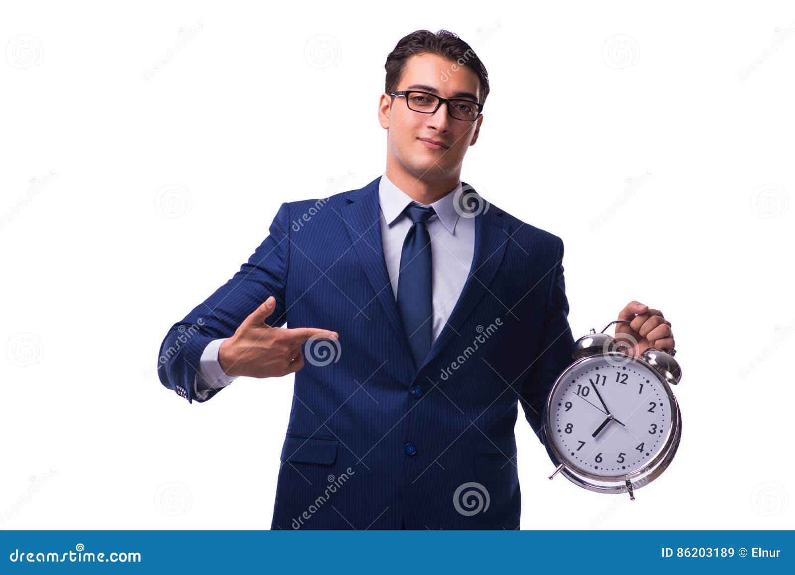 The Businessman with Alarm Clock Isolated on White Stock Image - Image ...