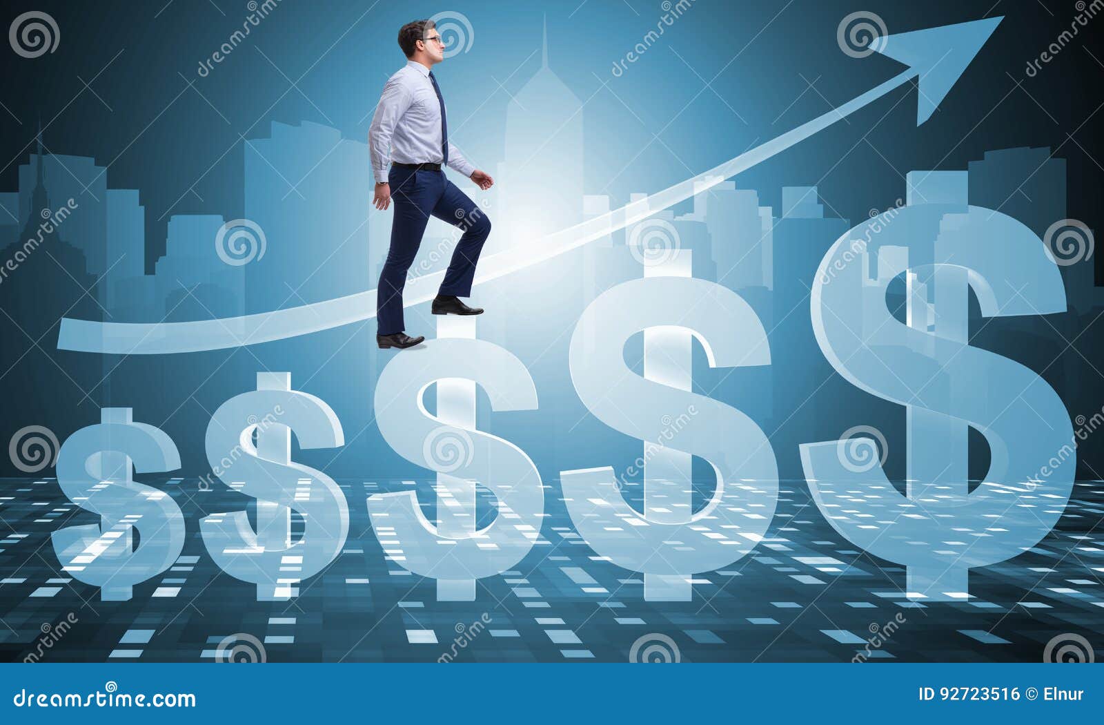 The Businessman in American Dollar Concept Stock Illustration ...