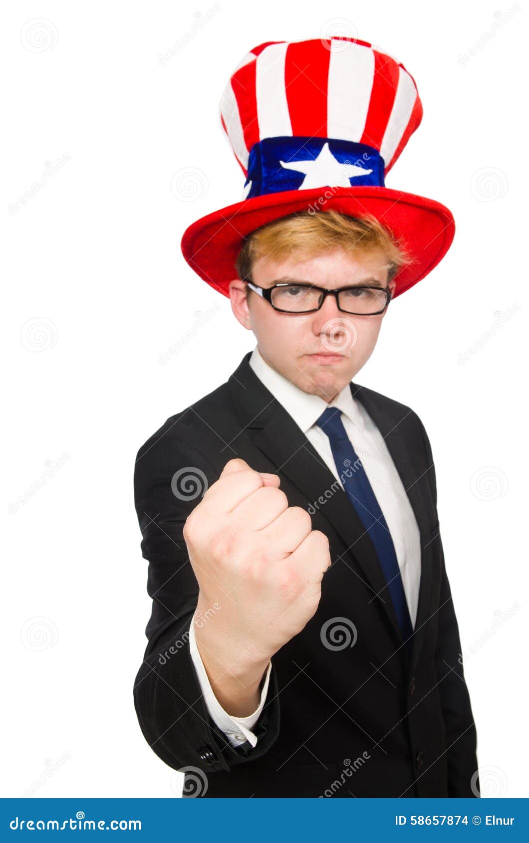 Businessman with American Hat Isolated on White Stock Photo - Image of ...