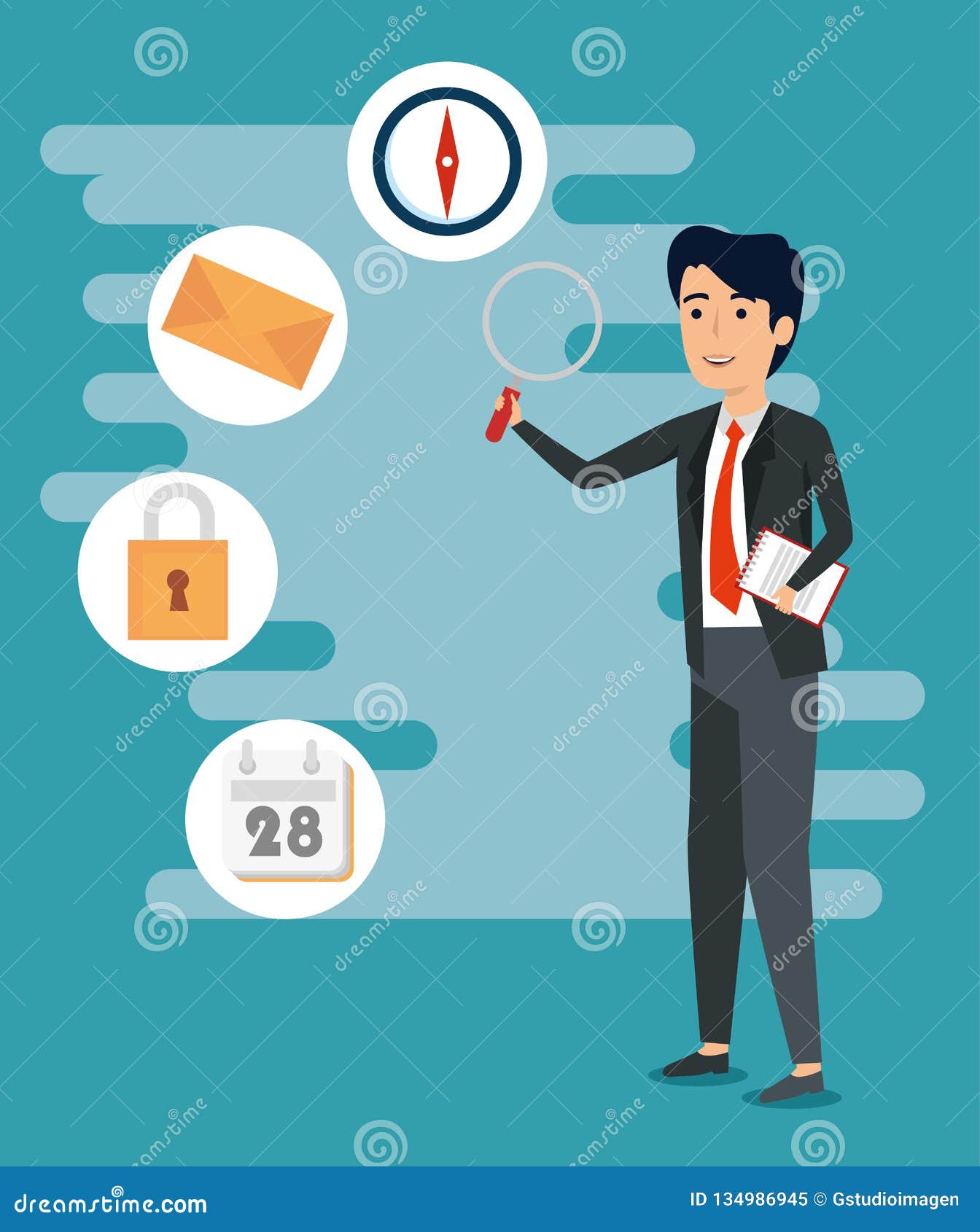 Businessman with Analusis Strategy Documents Information Stock Vector ...