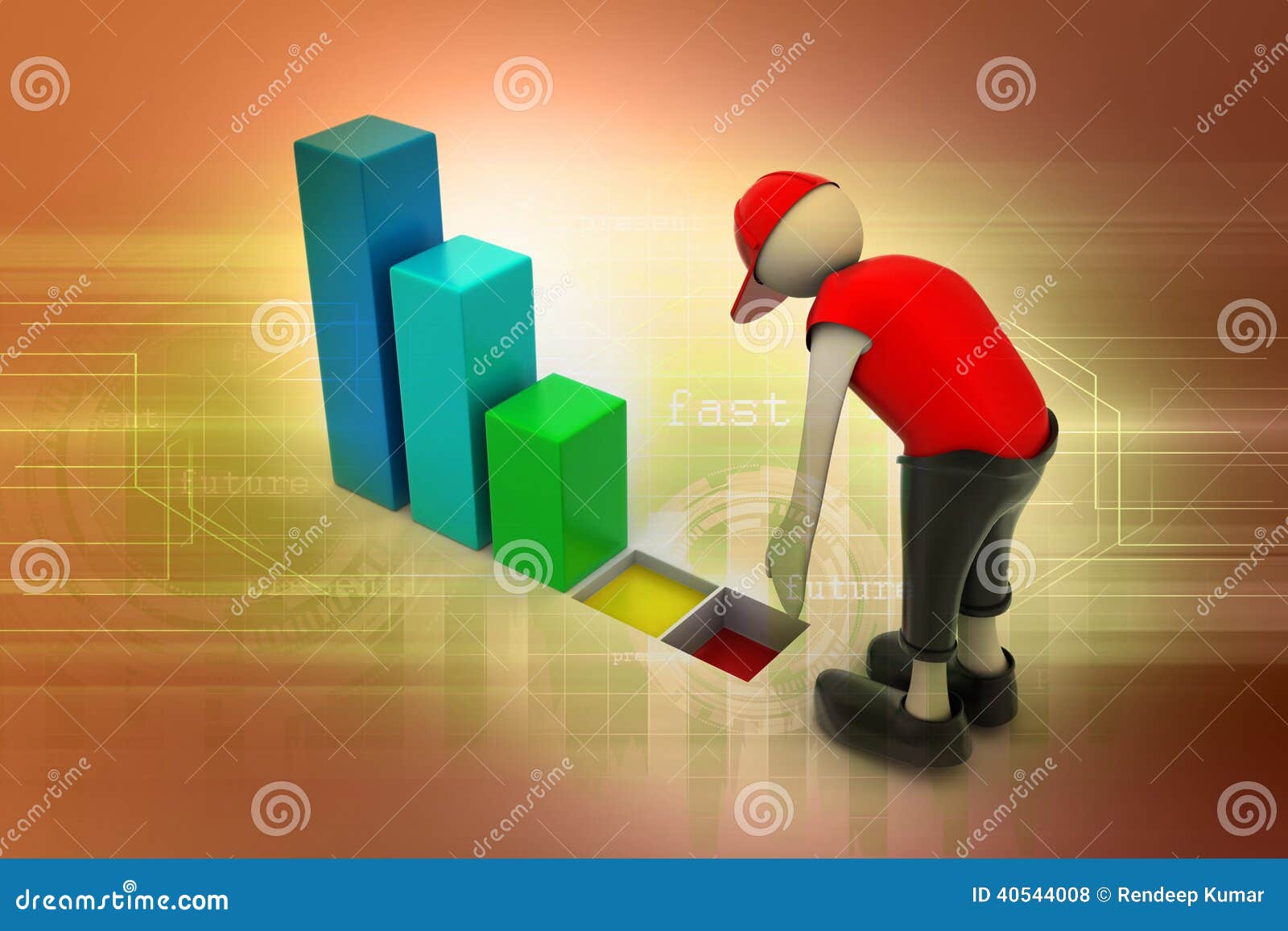 Businessman Analysing Sales Statistics Graphs On Presentation Screen ...