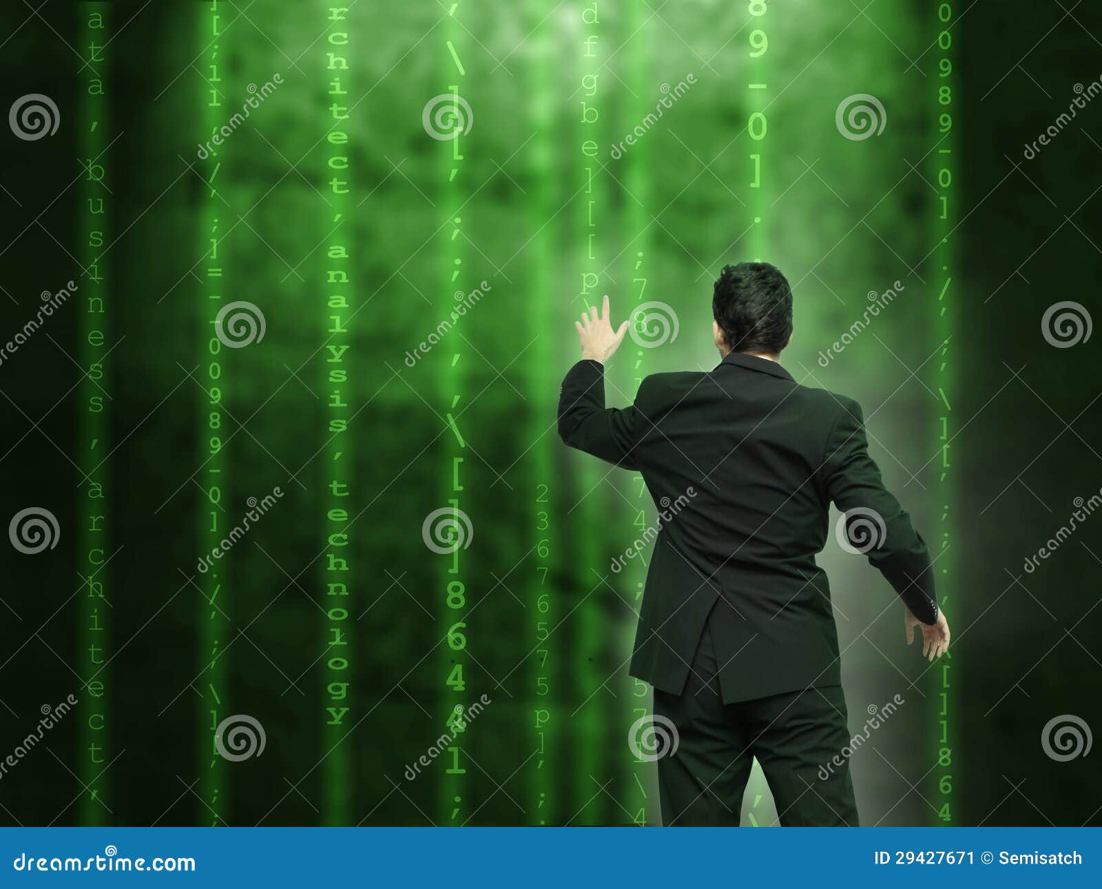 Businessman Analysing Source Code Stock Illustration Illustration Of Business Background