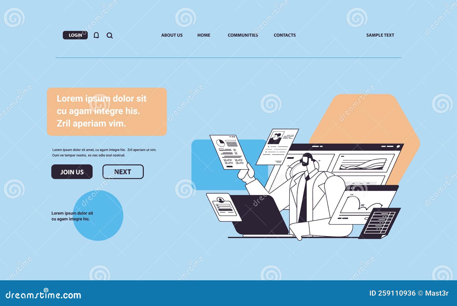 Businessman Analyzing Charts and Graphs Data Analysis Process Digital Marketing Planning Company ...