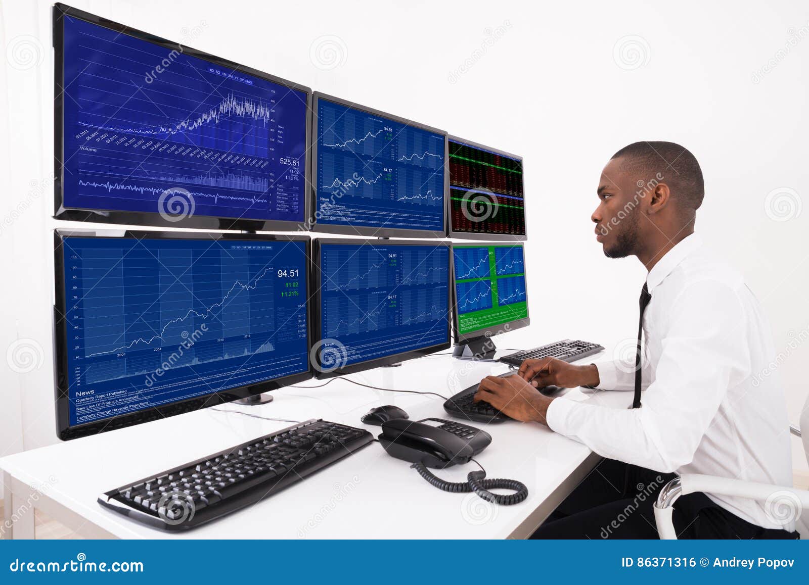 Businessman Analyzing Data in Office Stock Photo - Image of desk ...