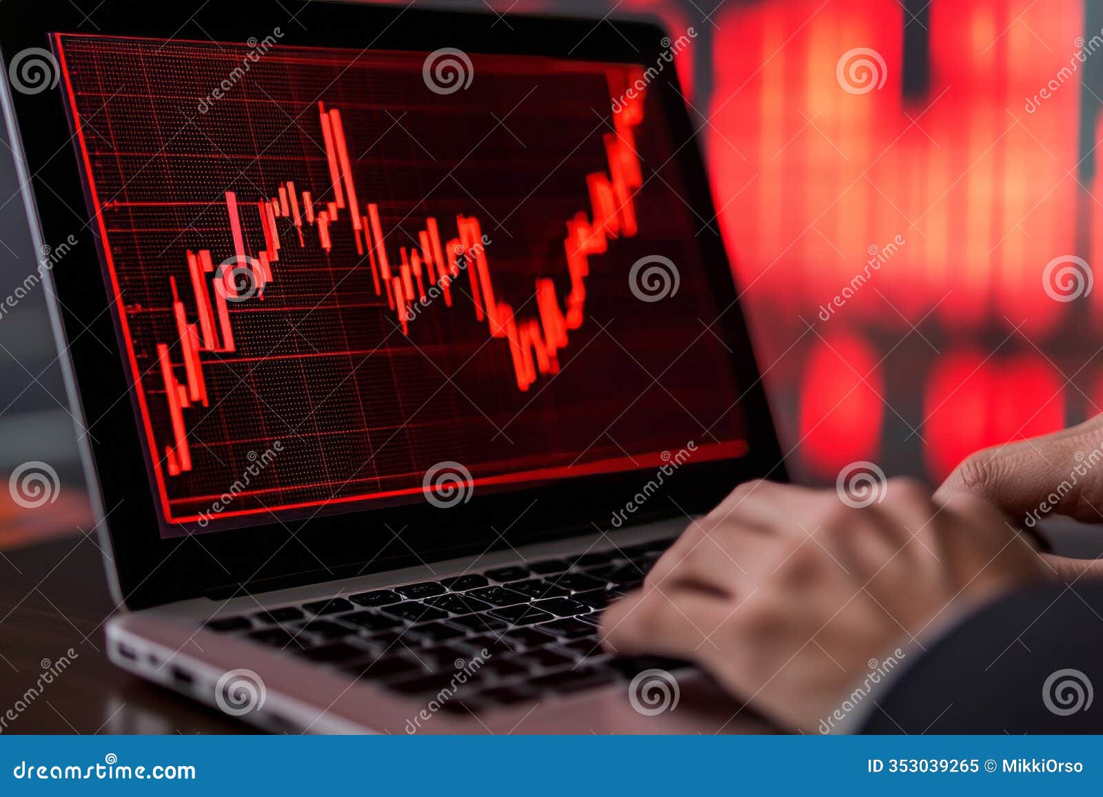 Businessman Analyzing Economic Growth Chart with Warning Sign for ...