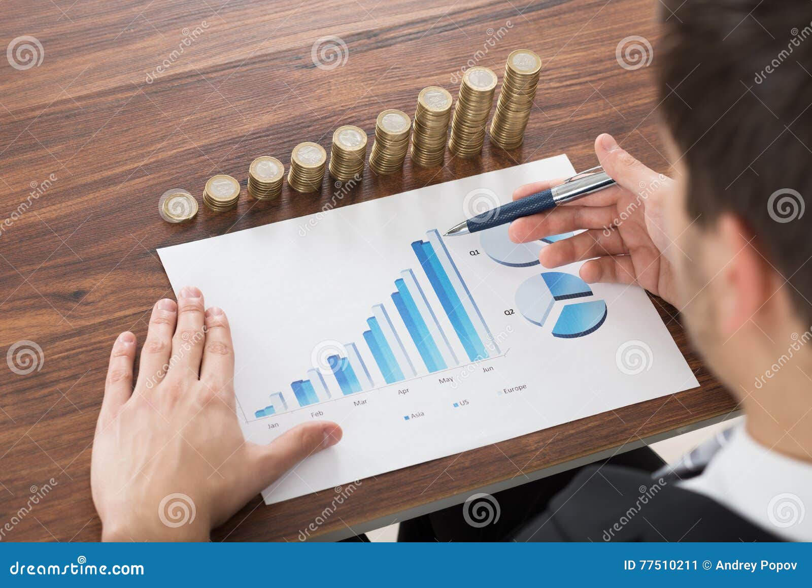 Businessman Analyzing Financial Graph Stock Image - Image of increase ...