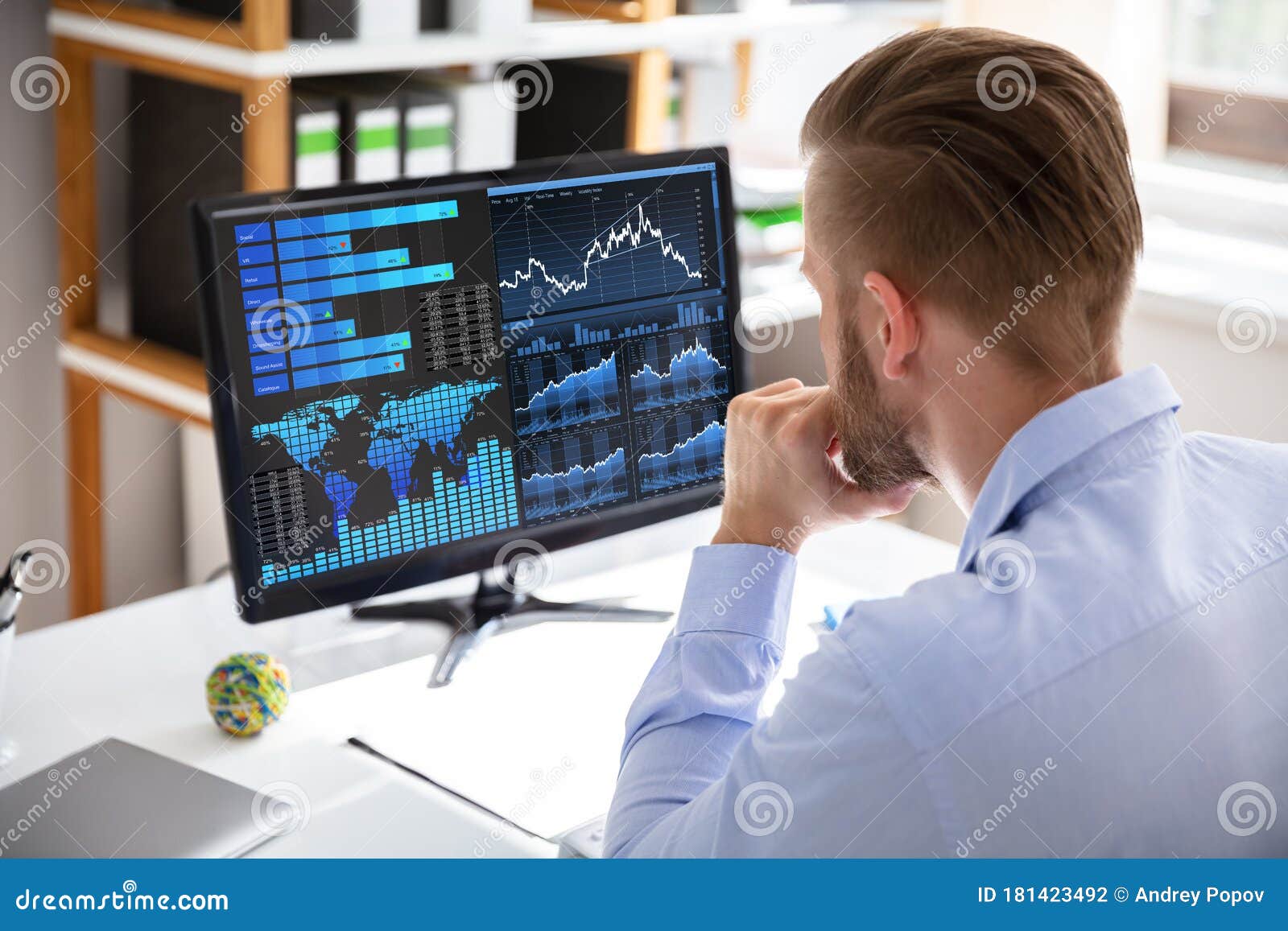 Businessman Analyzing Graph on Computer Stock Photo - Image of market ... Businessman Analyzing Graph on Computer Stock Photo - Image of market ...