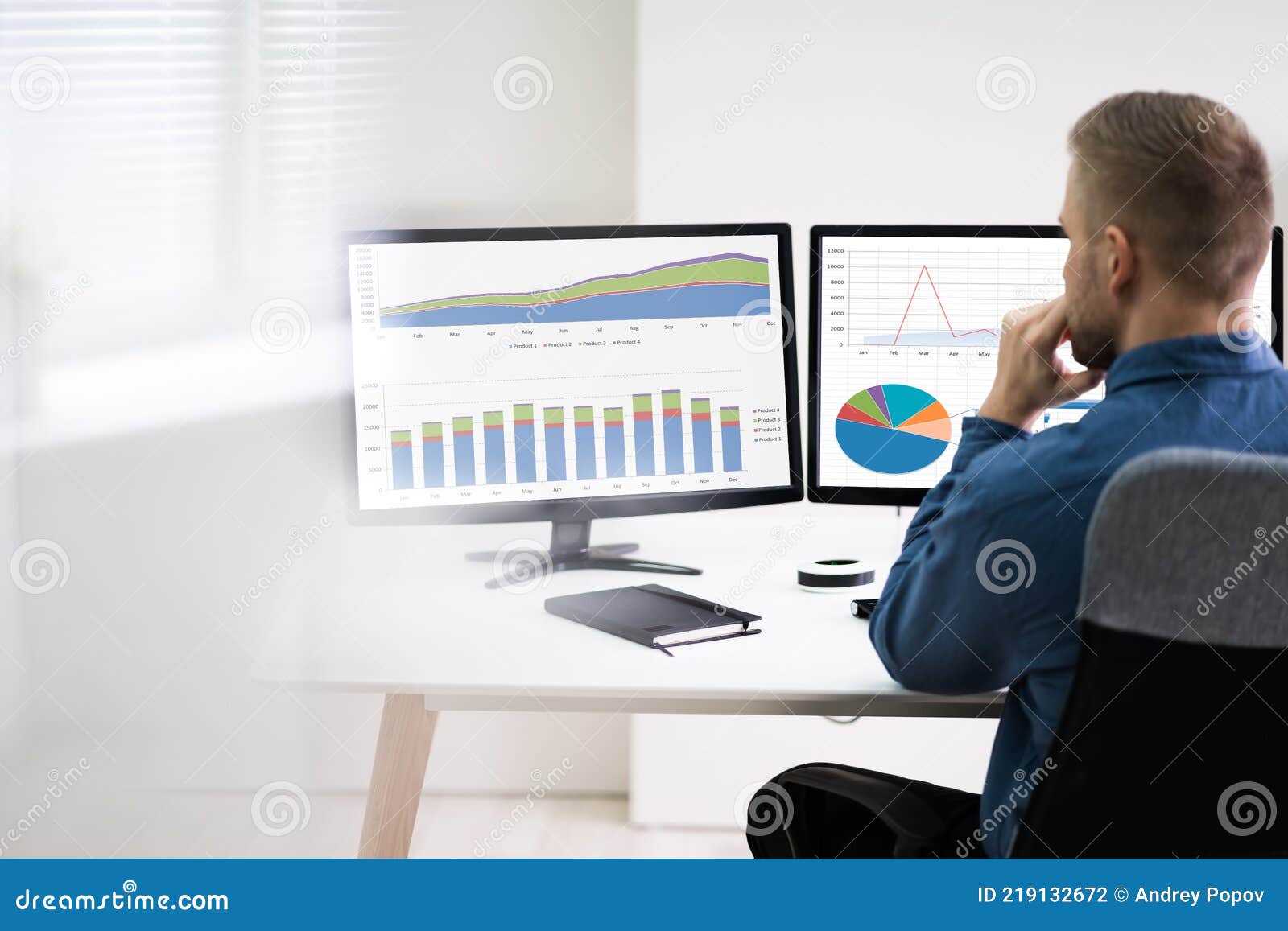 Businessman Analyzing Graphs on Computer Stock Photo - Image of finance ...
