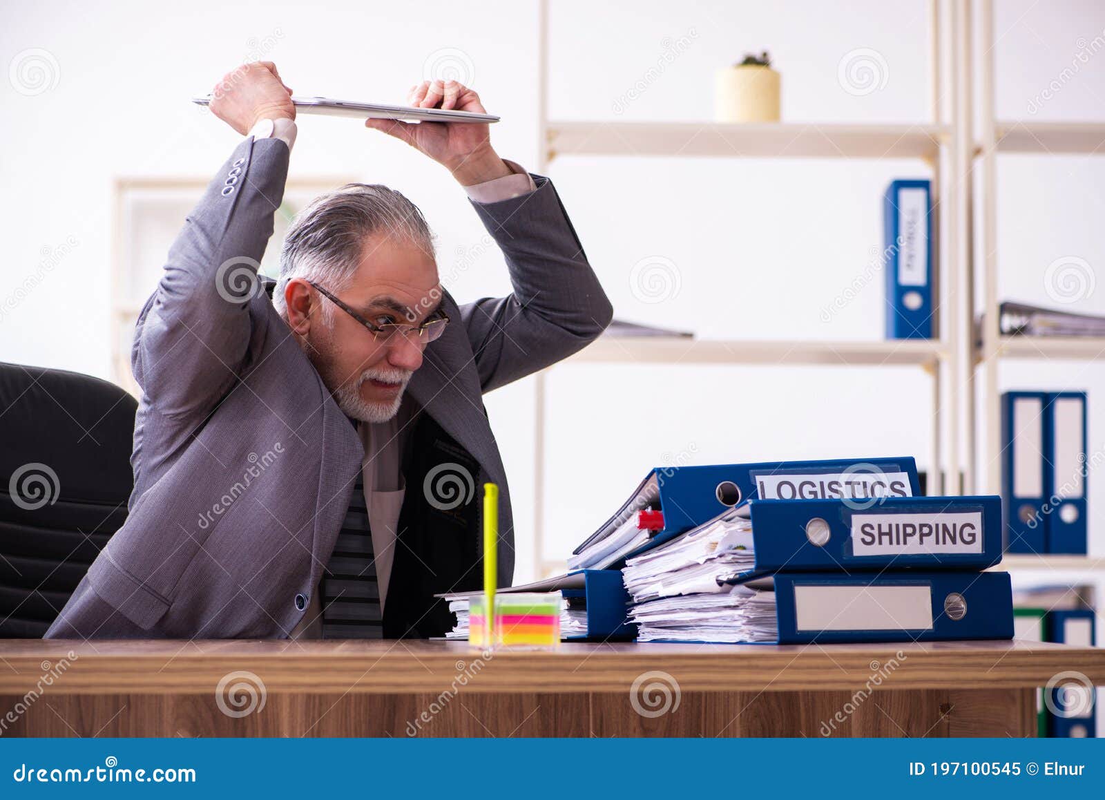 Businessman Angry and Furious at the Workplace Stock Image - Image of ...
