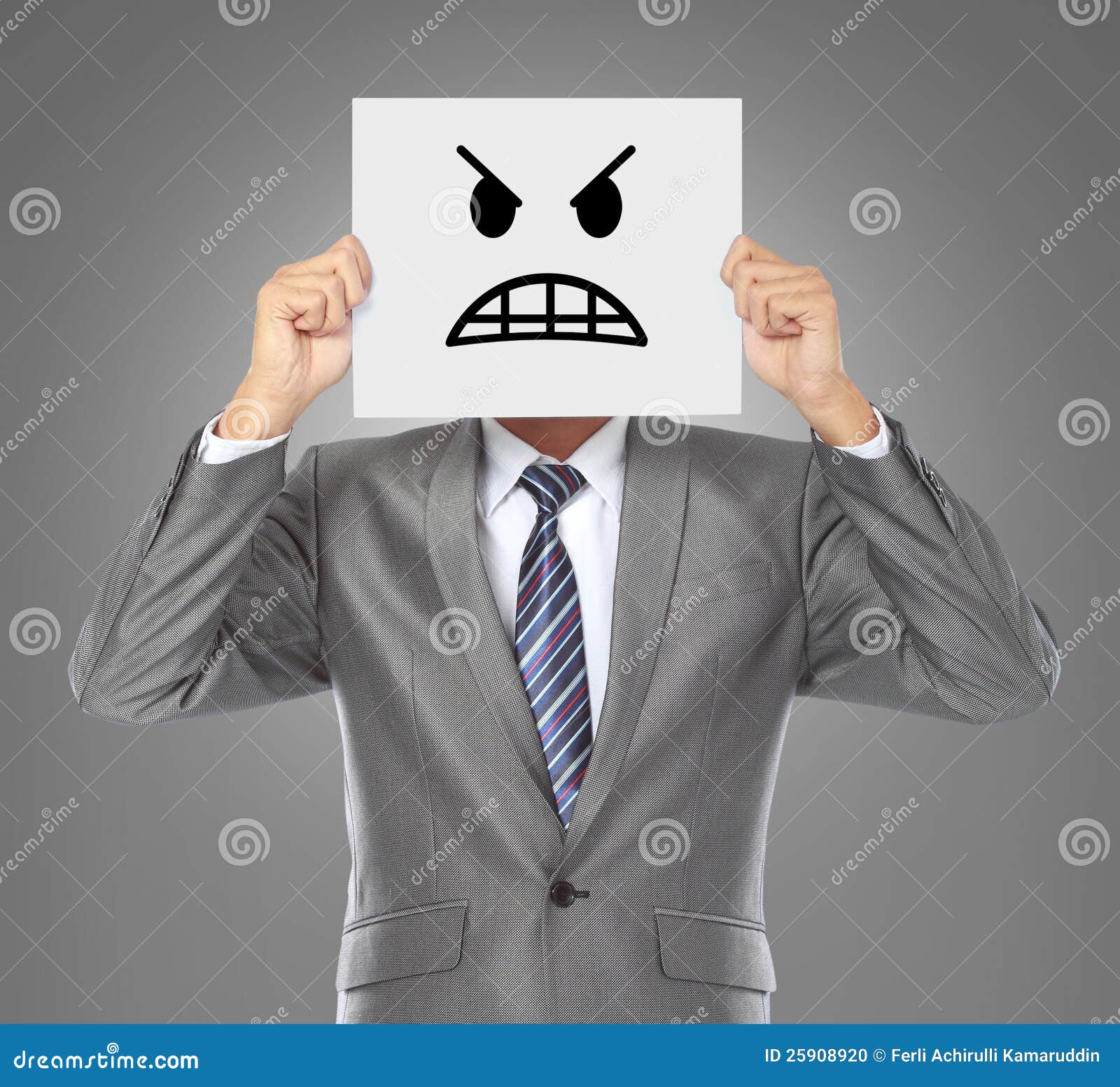 Businessman with Angry Mask Stock Photo - Image of mask, grey: 25908920