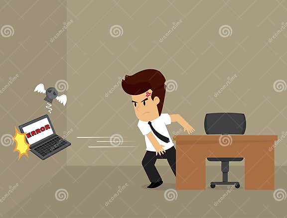 Businessman Angry Throwing, Computer Error Stock Vector - Illustration ...