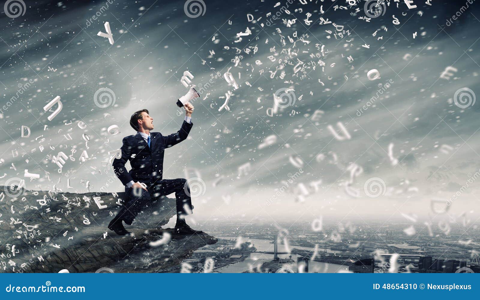 Businessman Announcing Something Stock Photo - Image of communication ...
