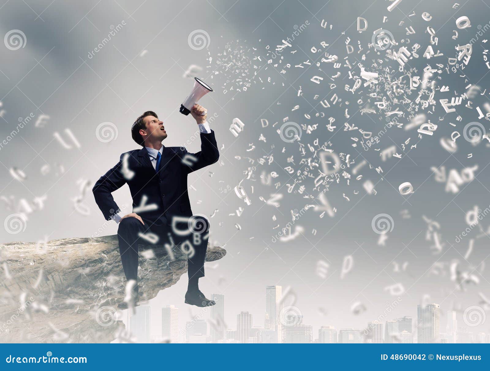 Businessman Announcing Something Stock Photo - Image of holding ...