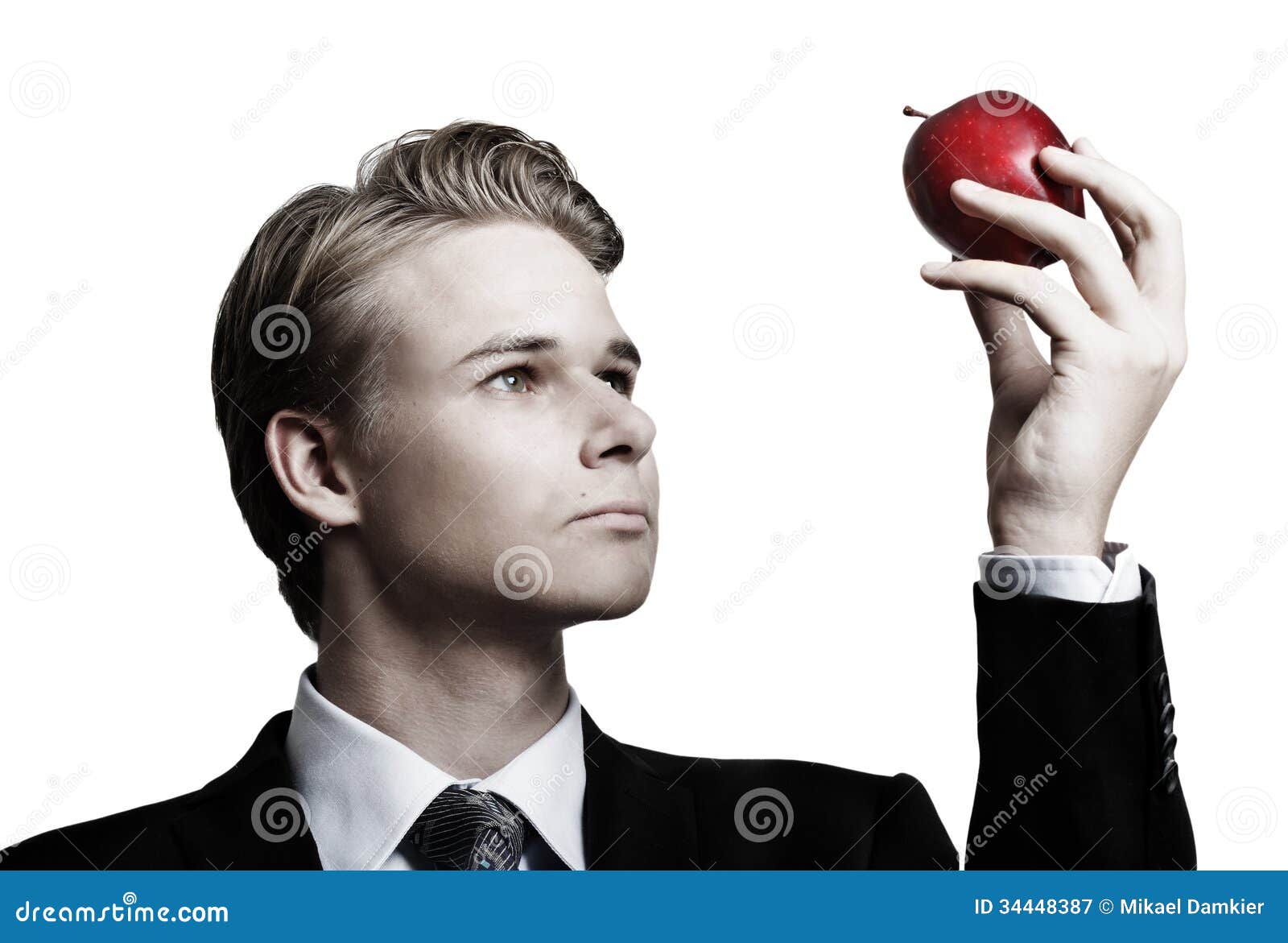 Businessman and apple stock image. Image of human, shade - 34448387
