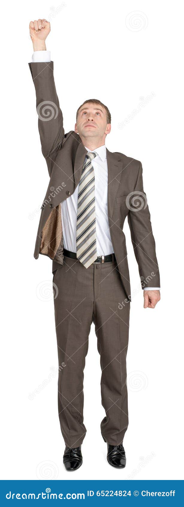 Businessman with arm up stock photo. Image of people - 65224824