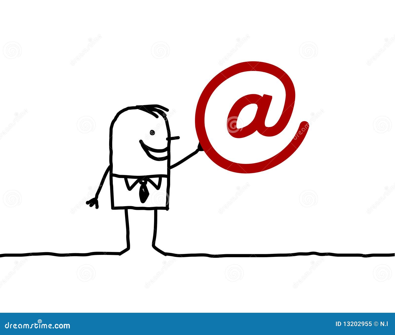 Businessman & arobase stock vector. Illustration of line - 13202955