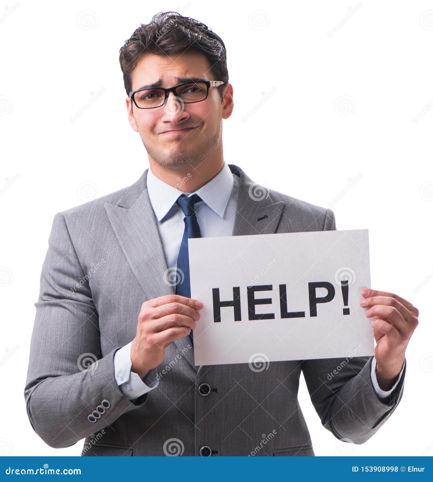 Businessman Asking for Help Isolated on White Background Stock Photo ...