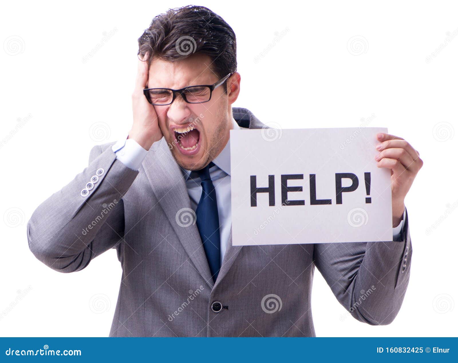 Businessman Asking for Help Isolated on White Background Stock Image ...