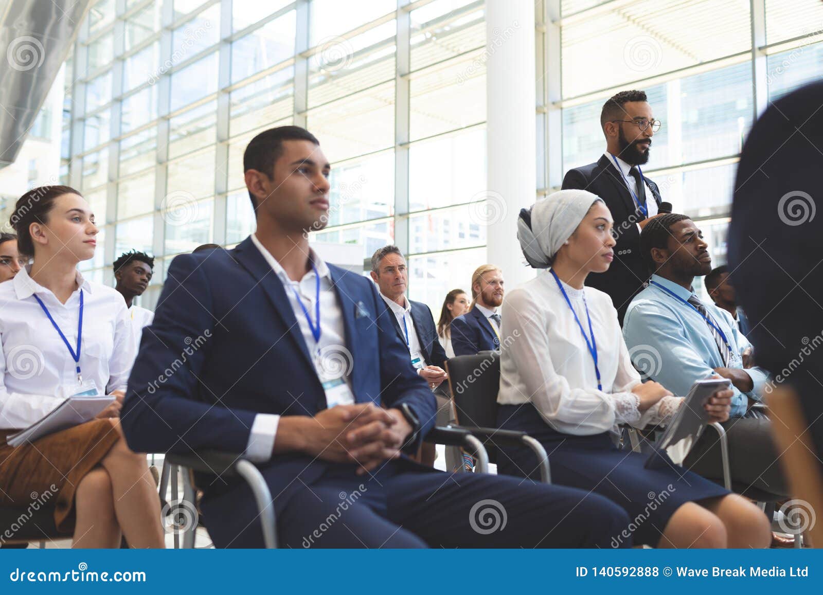 Businessman Asking Question during Seminar Stock Photo - Image of ...