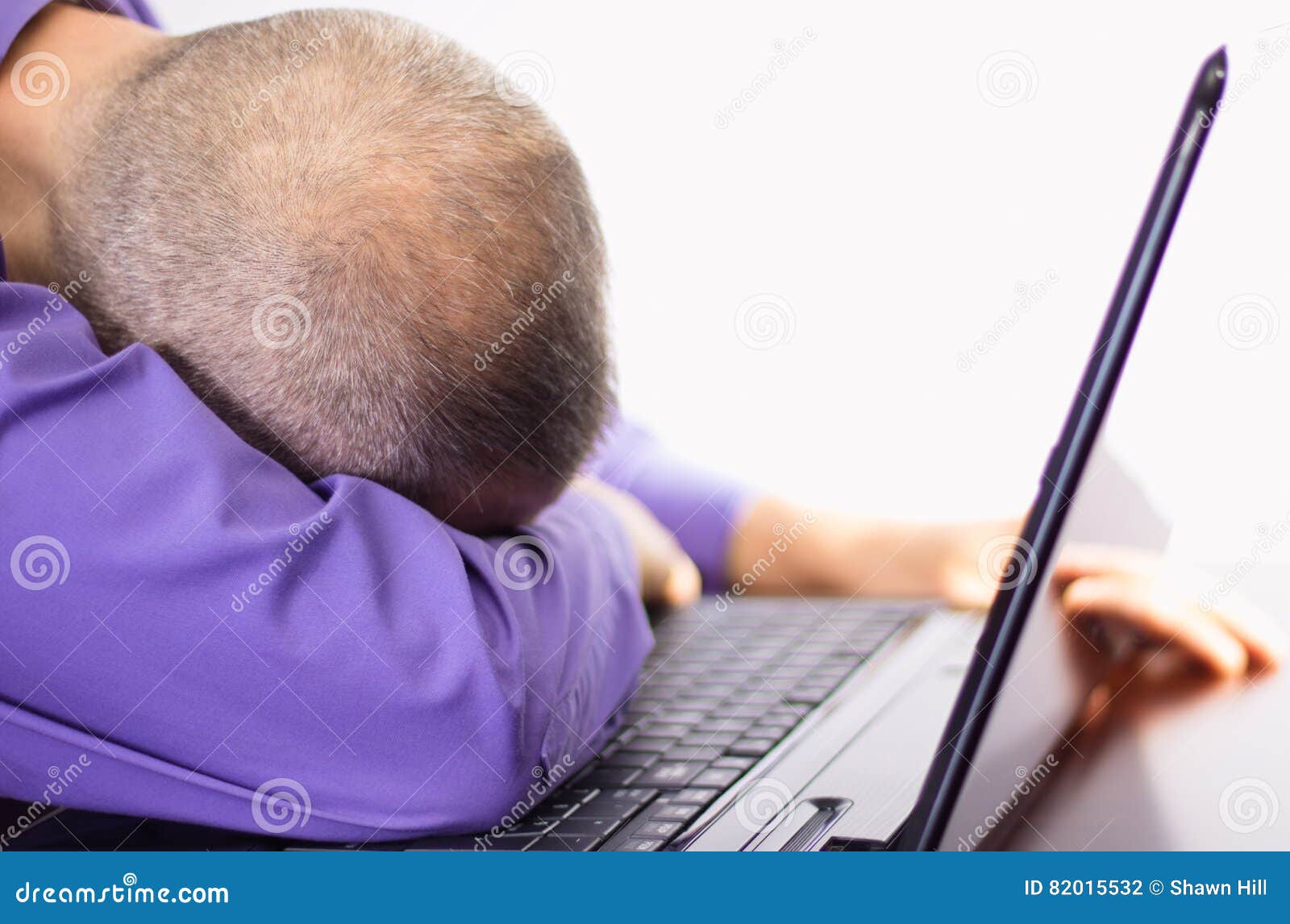 Businessman Asleep at Computer Workstation Stock Photo - Image of ...