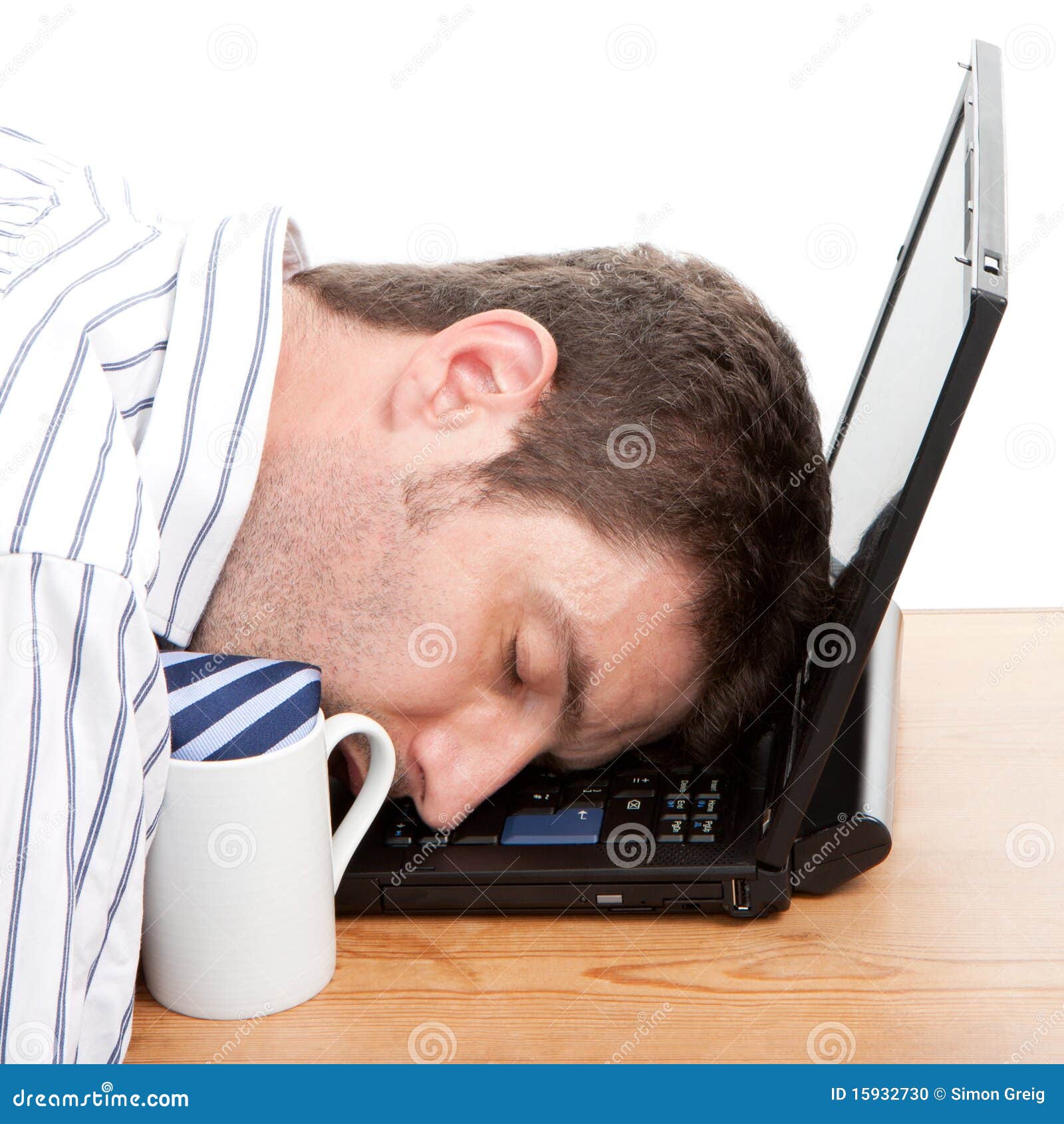 Businessman Asleep at His Computer Stock Photo - Image of asleep ...