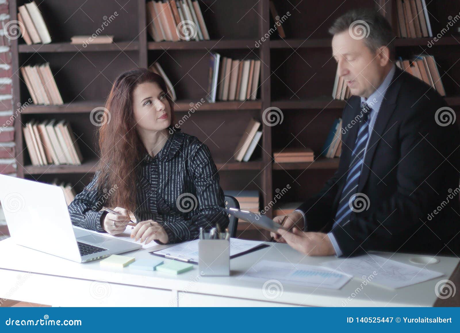 Businessman Assistant Working in a Modern Office. Stock Image - Image ...