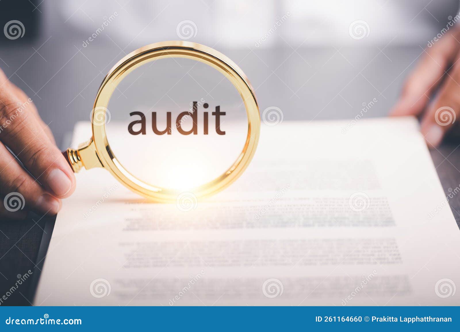 Businessman Audit Documents with a Magnifying Glass, Quality Assessment ...